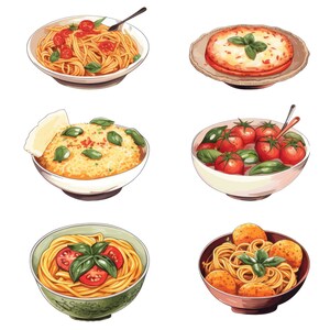 Food Digital Stickers, Food Sticker Sheet, Spaghetti Clipart, Pasta ...