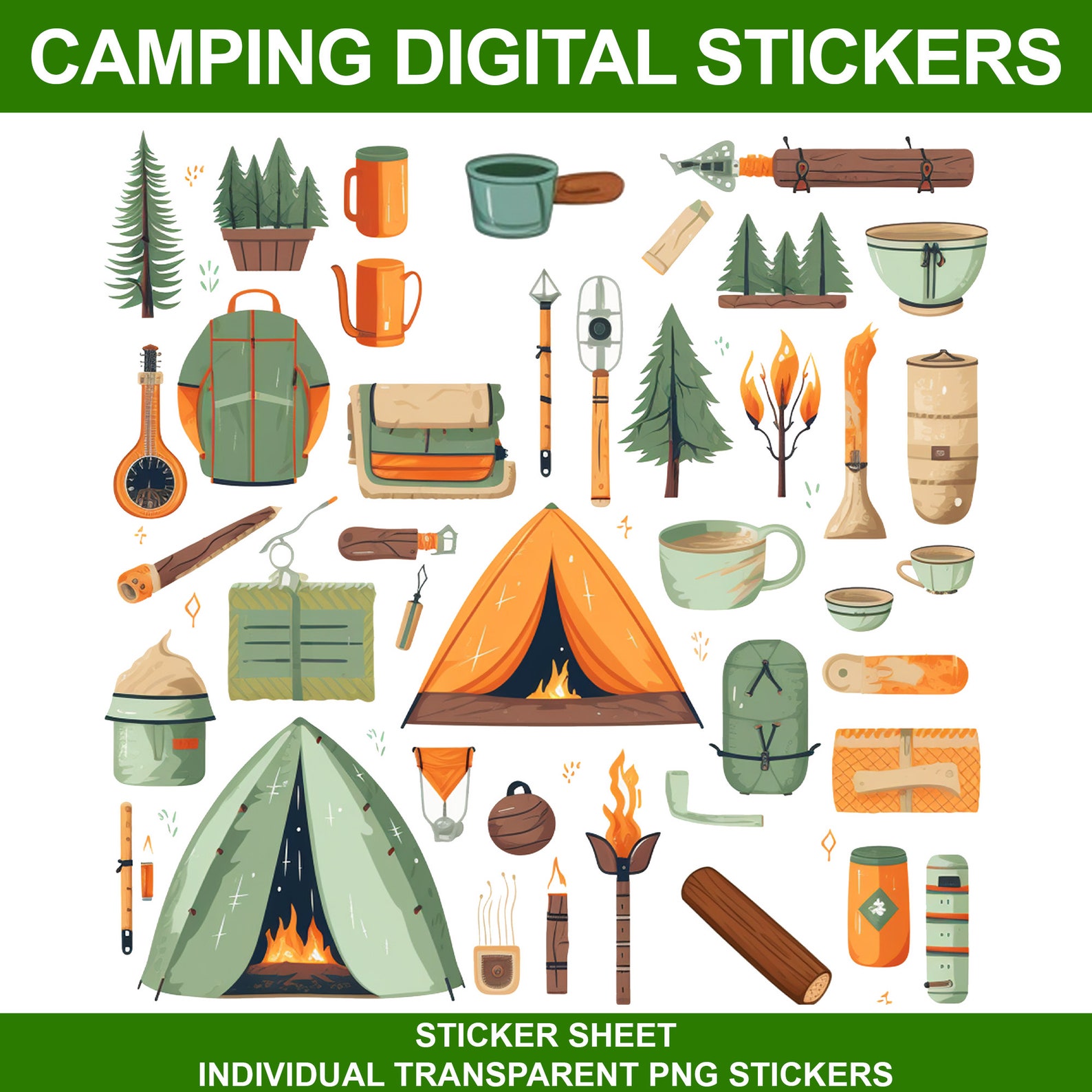 Camping Stickers, Digital Sticker, Camping Planner Stickers, Goodnotes ...