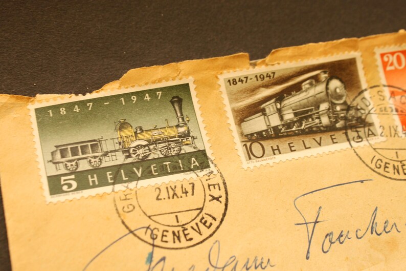 1847-1947 Swiss helvetia Correspondence Envelope With 3 Stamps ...