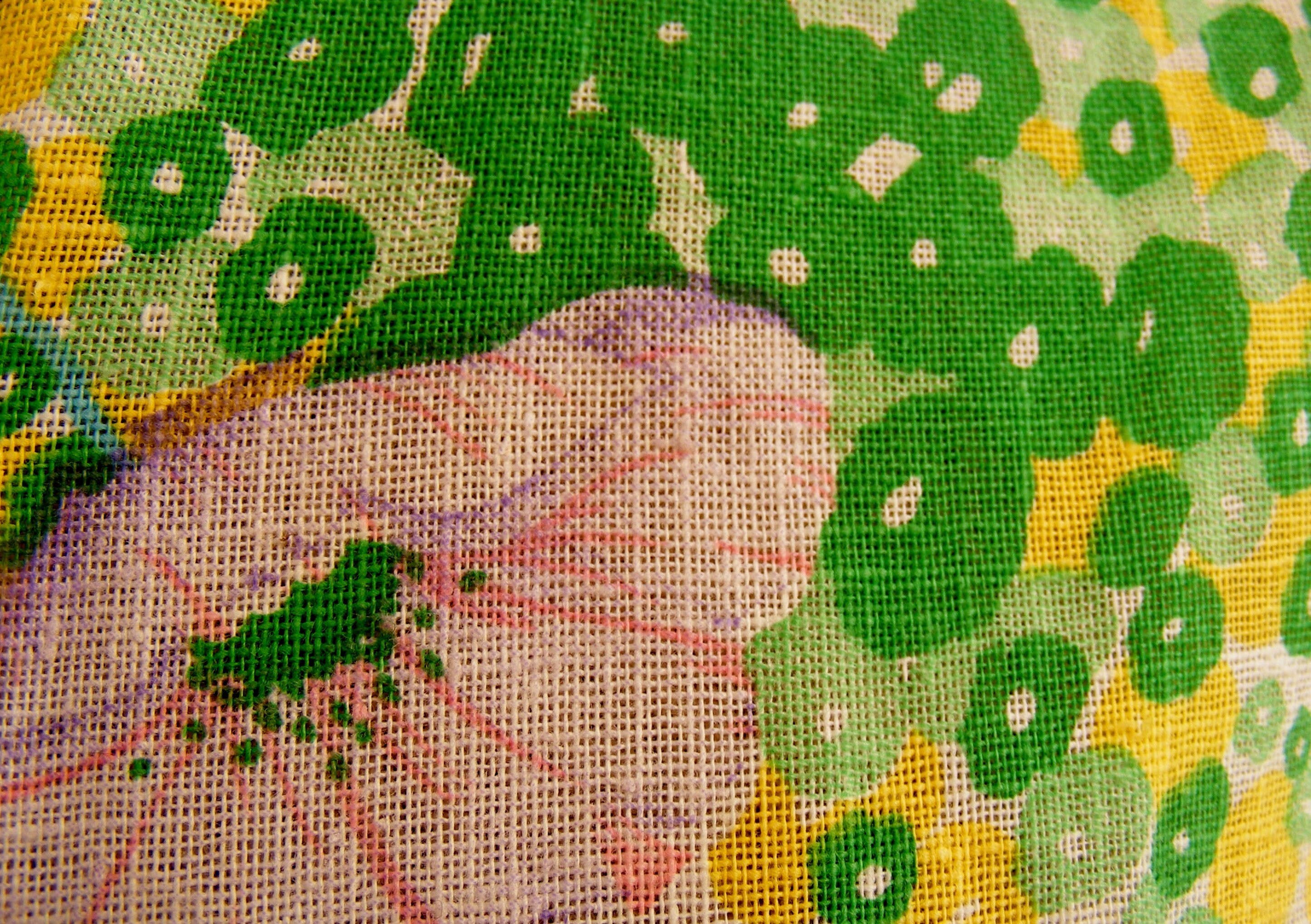 1960s Beeline Blouse - Bright Green and Yellow Floral Motif With ...