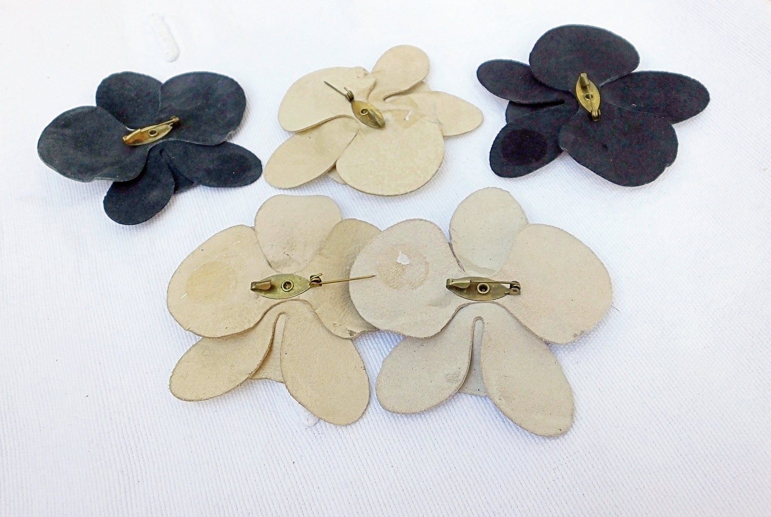 Vintage Italian Artisan Made Leather Brooch or Pin - Four Colors ...