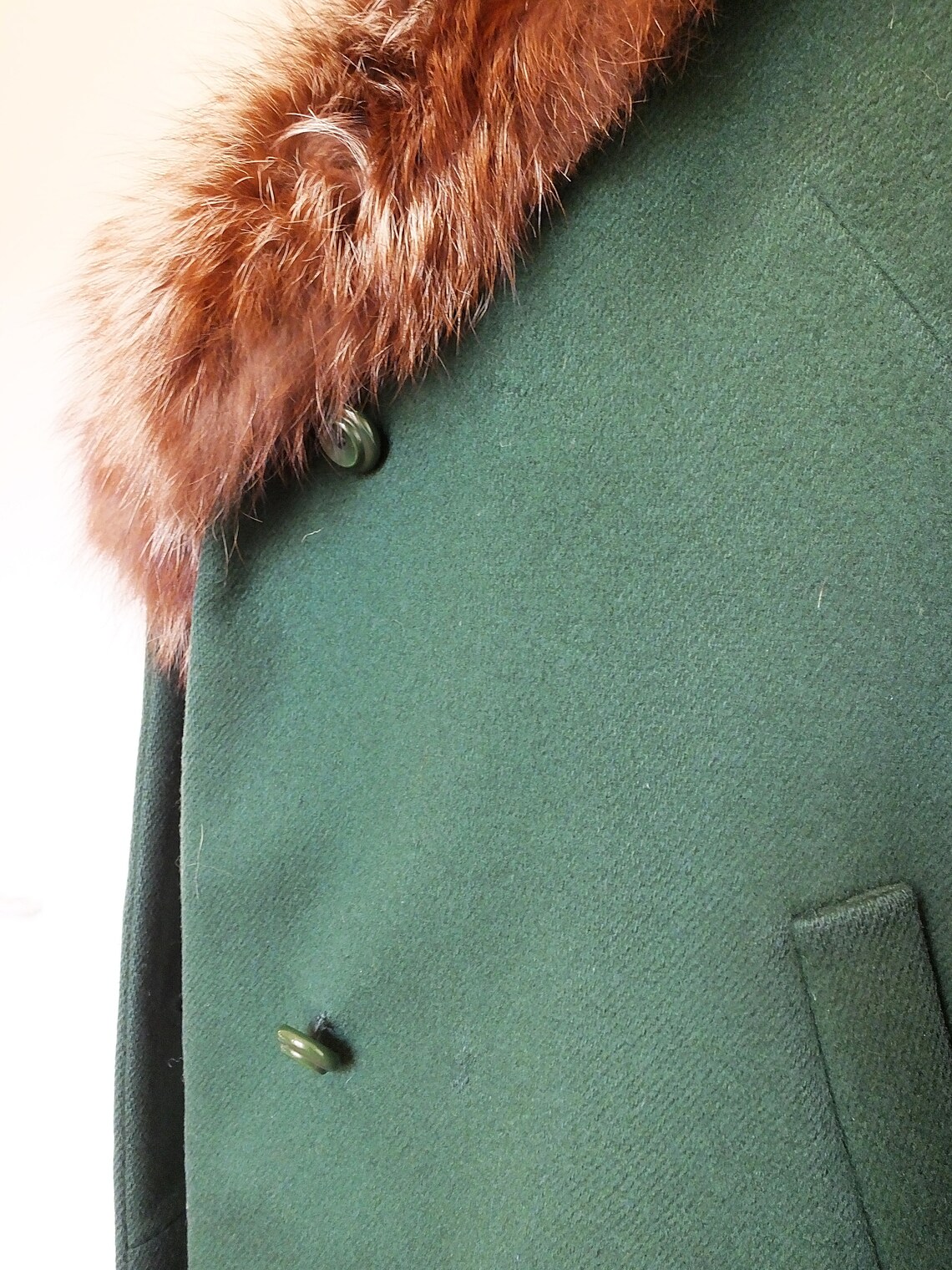 Early 70s Size S/M Vintage French Forest Green Wool Overcoat - Etsy