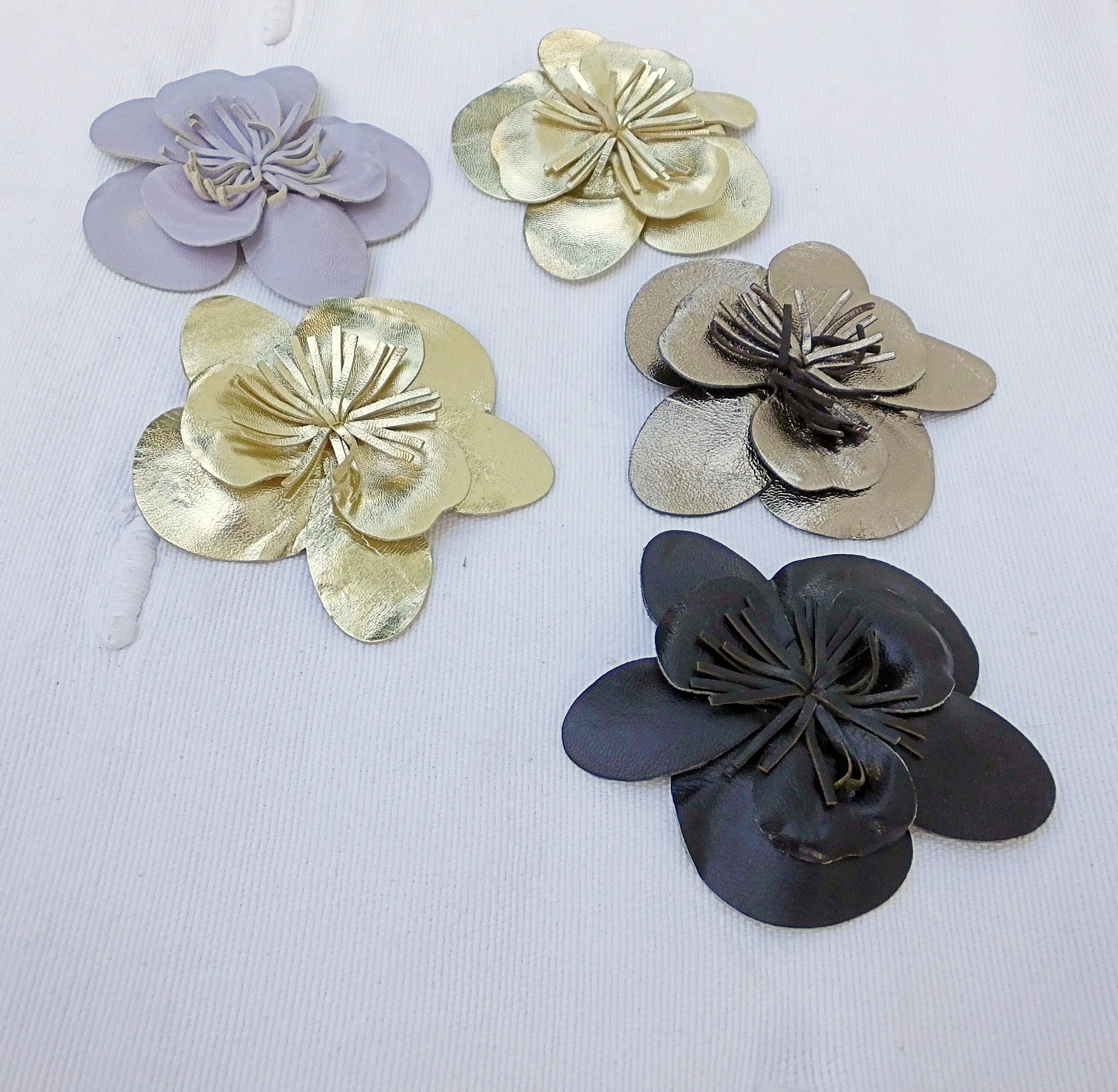 Vintage Italian Artisan Made Leather Brooch or Pin - Four Colors ...