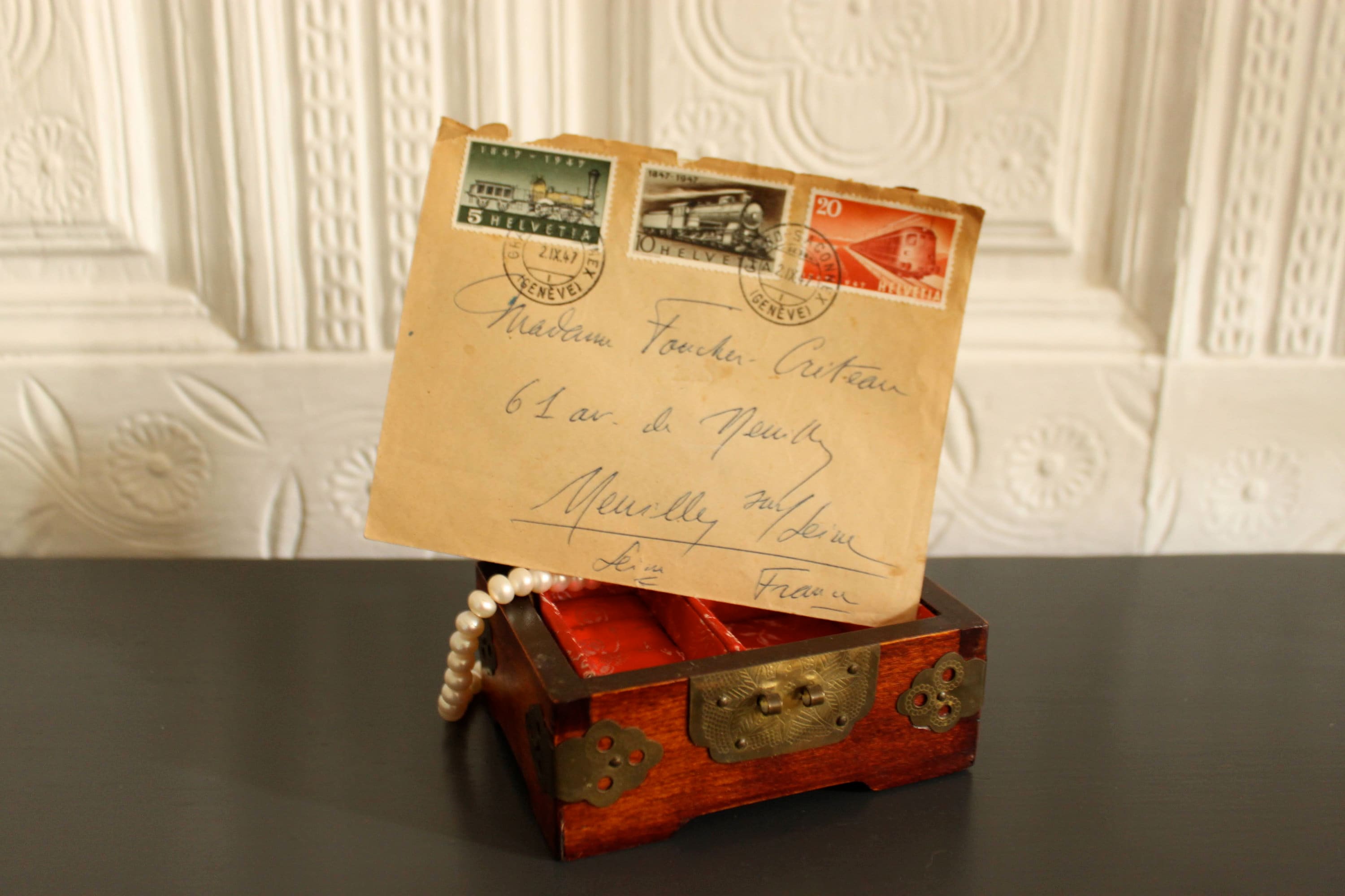 1847-1947 Swiss helvetia Correspondence Envelope With 3 Stamps ...