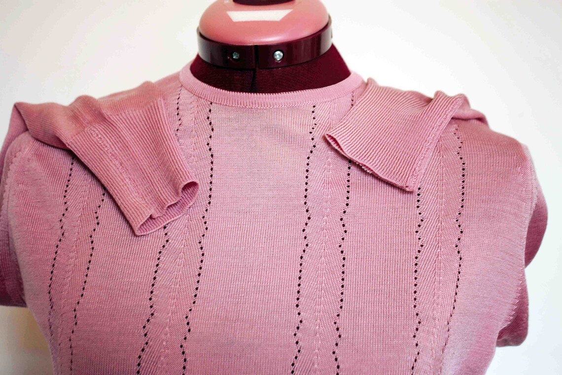 Vintage French Knit Dusty Pink Knit Sweater - Light Weight - Long ...