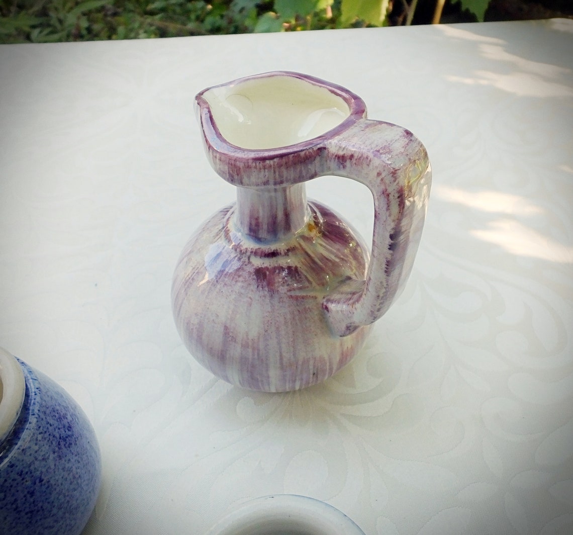 Set of Small Vases or Pots and a Jug Textured Ceramic - Plum Dry Brush ...