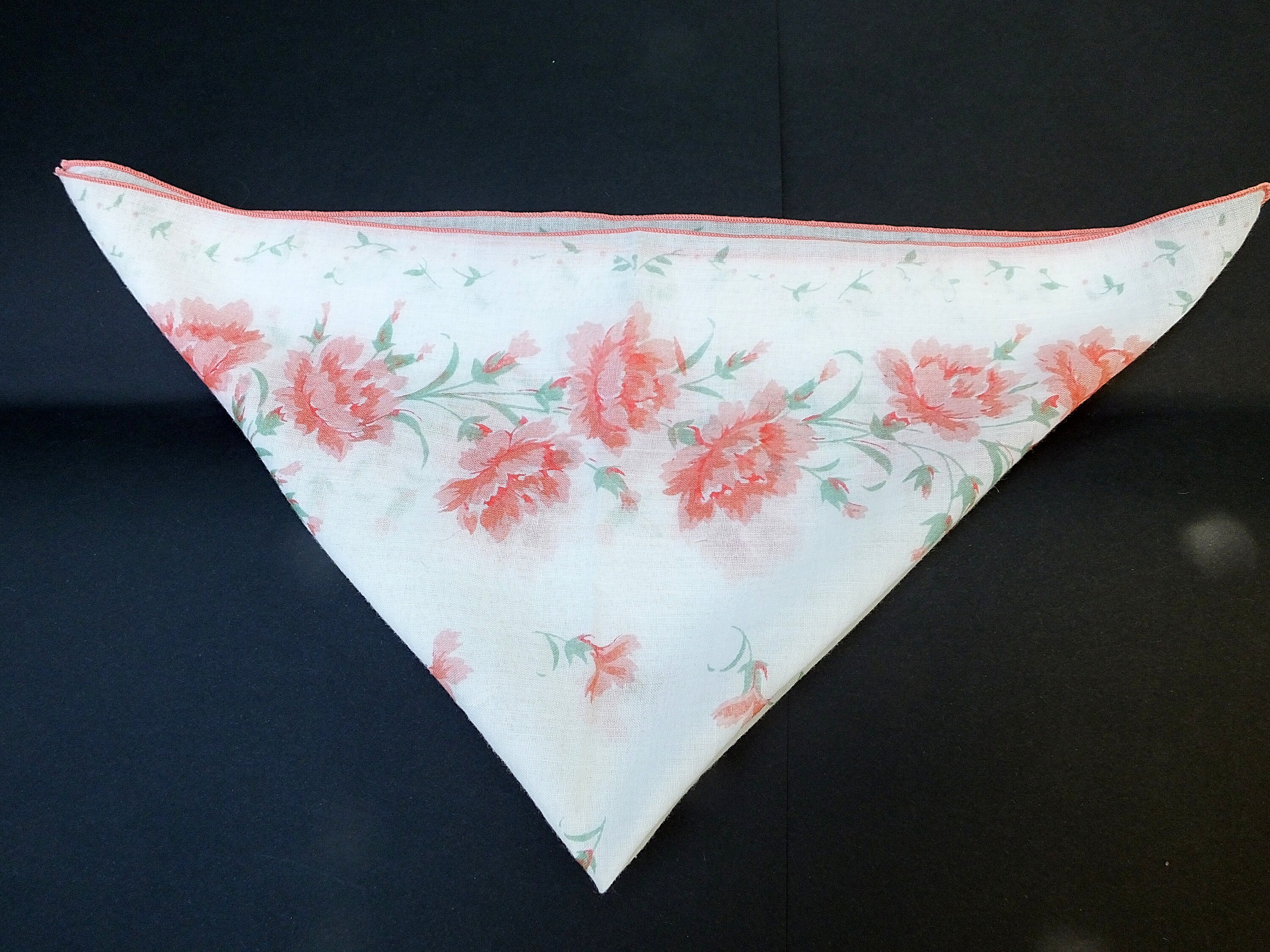 Vintage 1960s French Cotton Handkerchief With Pink Flowers - Etsy