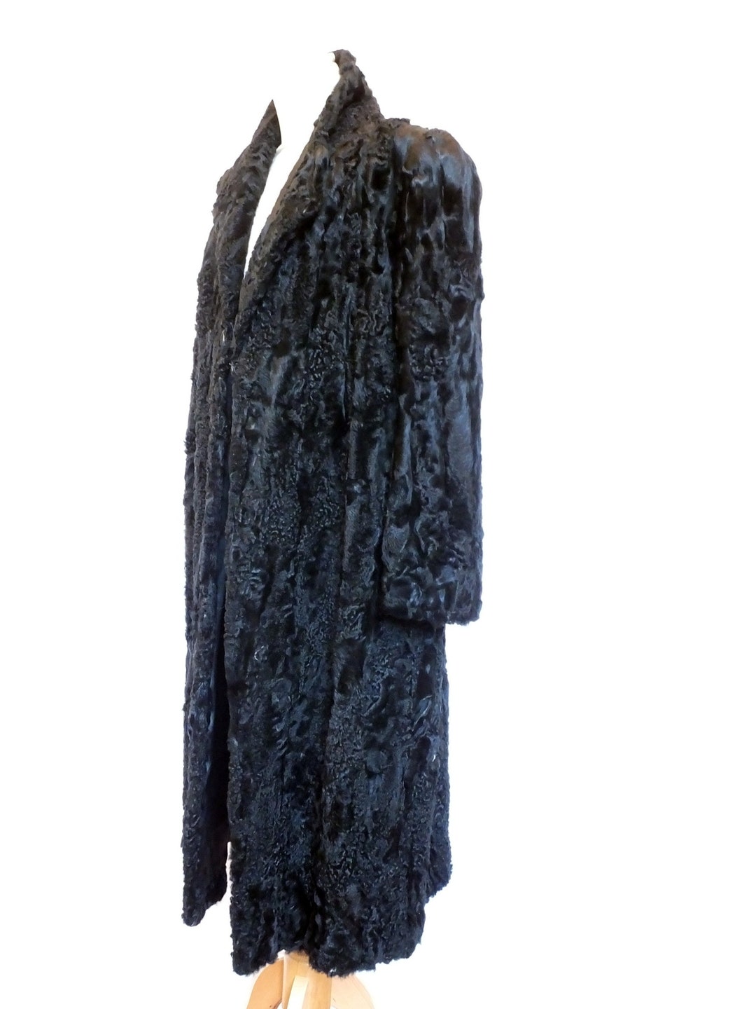 Glamourous 1940s French Made Persian Black Lamb Overcoat, Ladies M/L ...