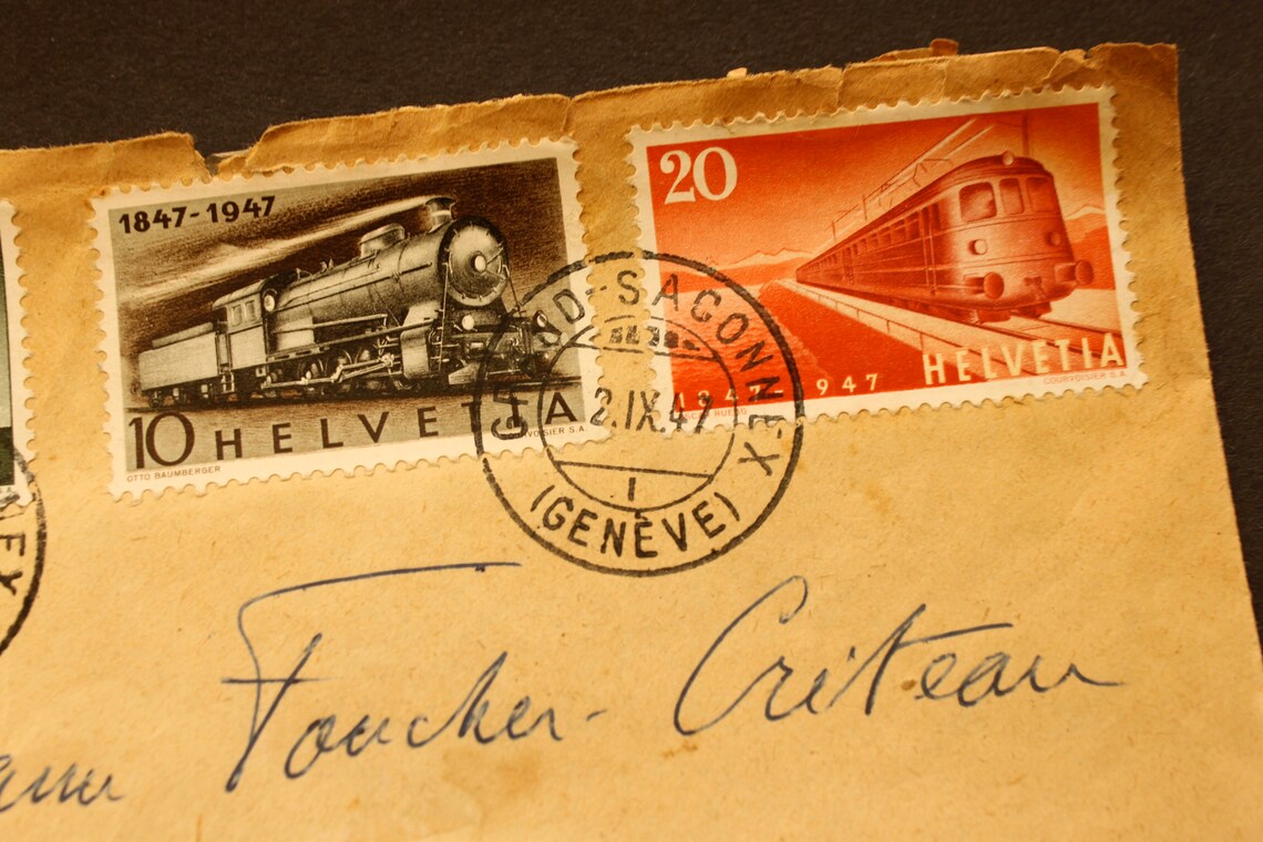 1847-1947 Swiss helvetia Correspondence Envelope With 3 Stamps ...