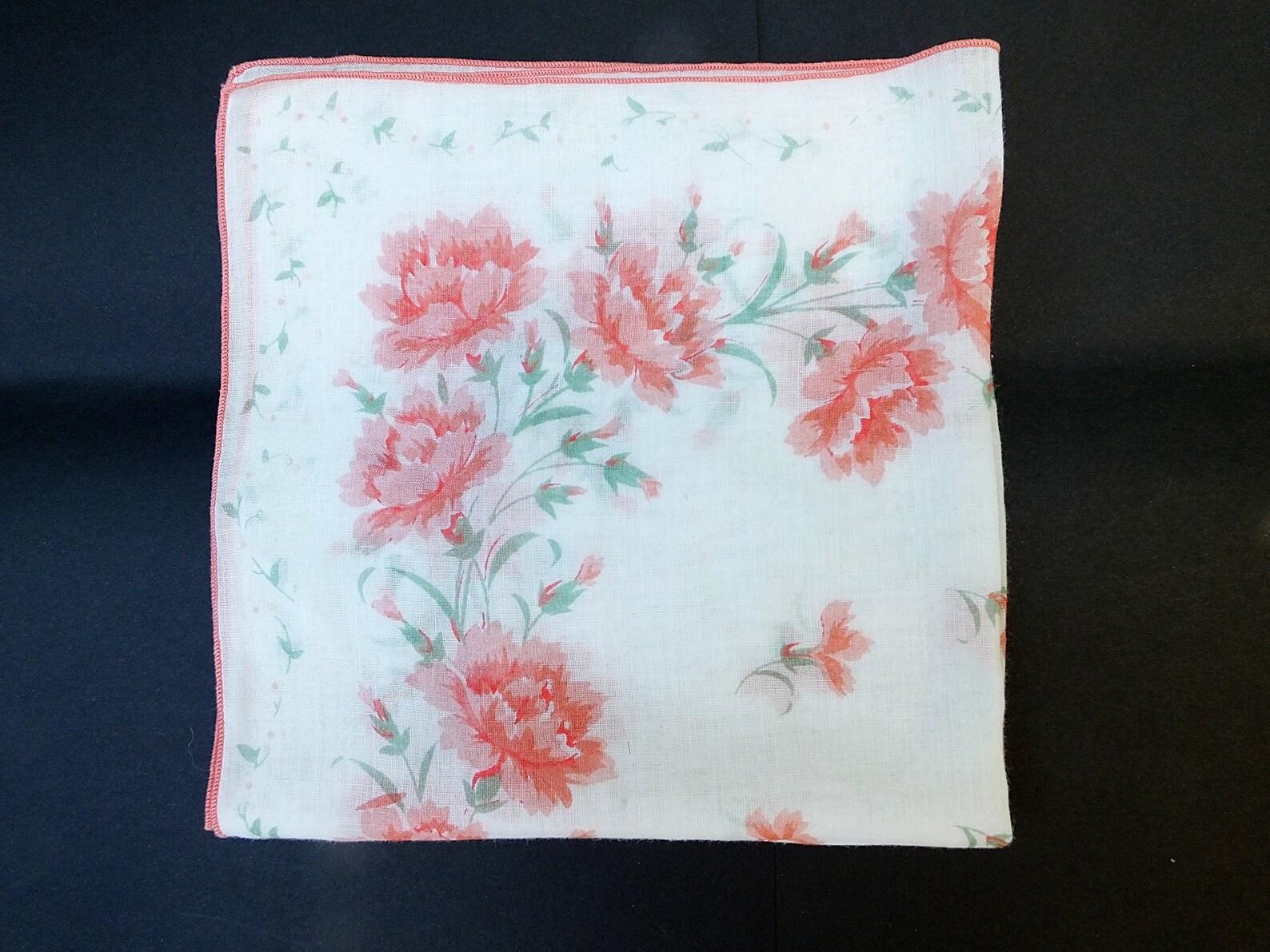 Vintage 1960s French Cotton Handkerchief With Pink Flowers - Etsy