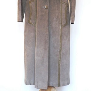 1970s French Suede Taupe Overcoat With Fox Fur Collar, Padded Lining ...