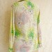1960s Beeline Blouse - Bright Green and Yellow Floral Motif With ...