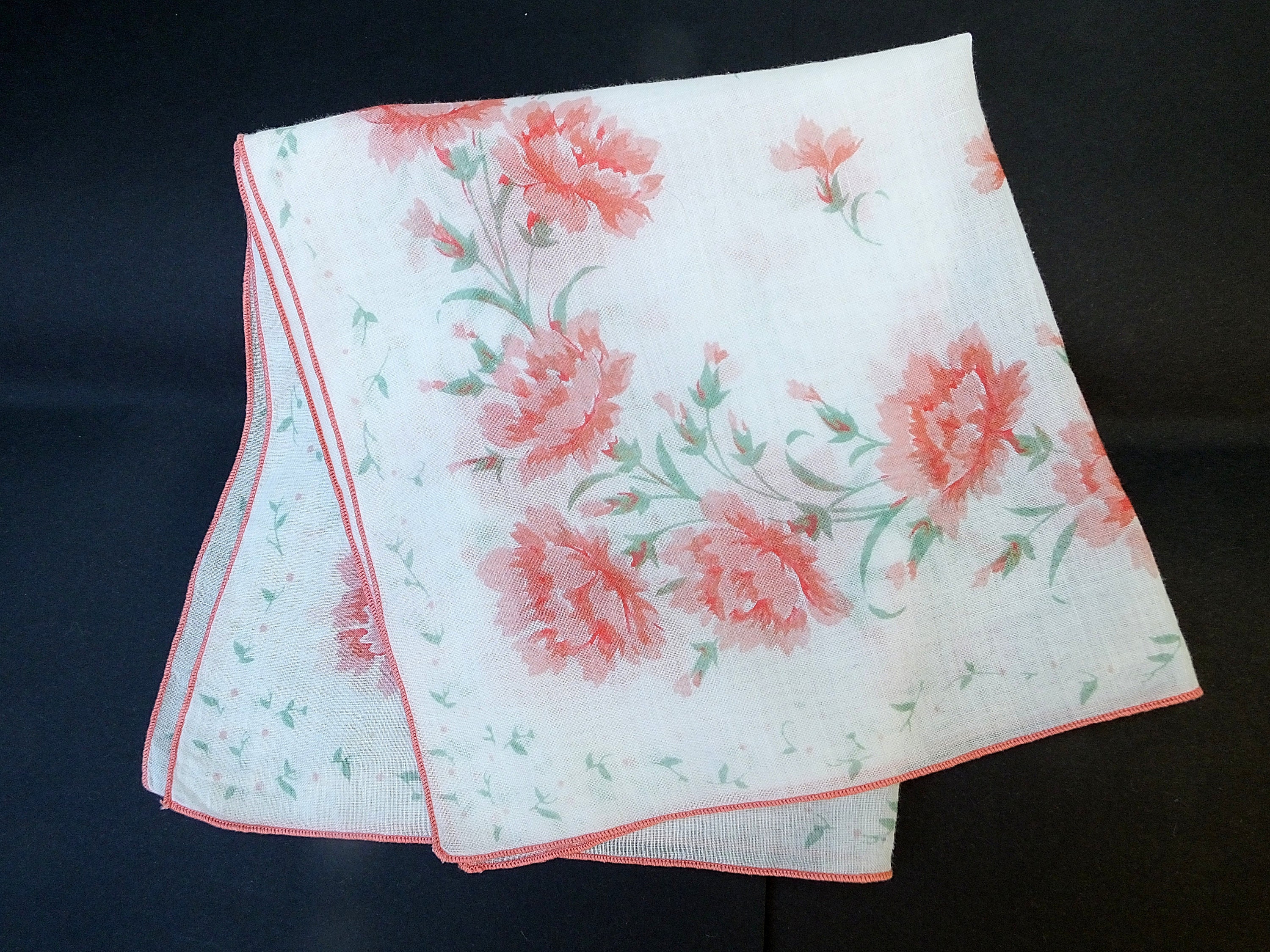 Vintage 1960s French Cotton Handkerchief With Pink Flowers - Etsy