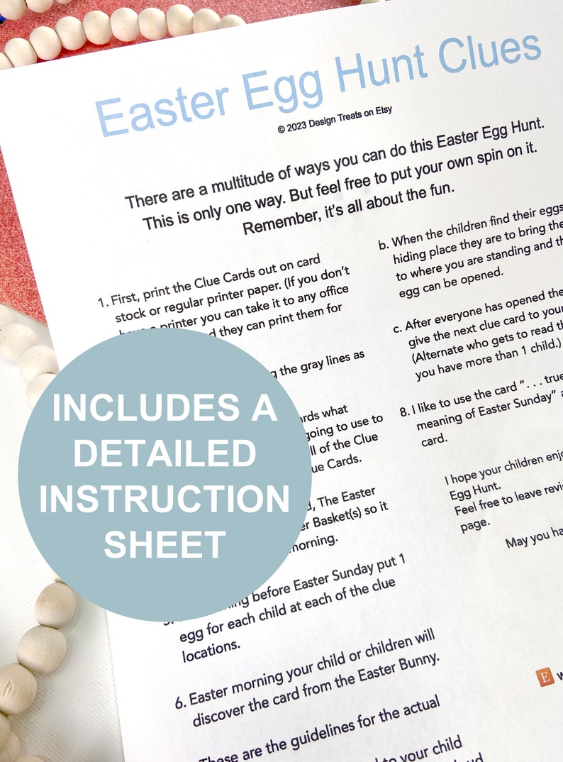Easter Egg Scavenger Hunt Clue Cards Indoor Easter Game Treasure Hunt ...