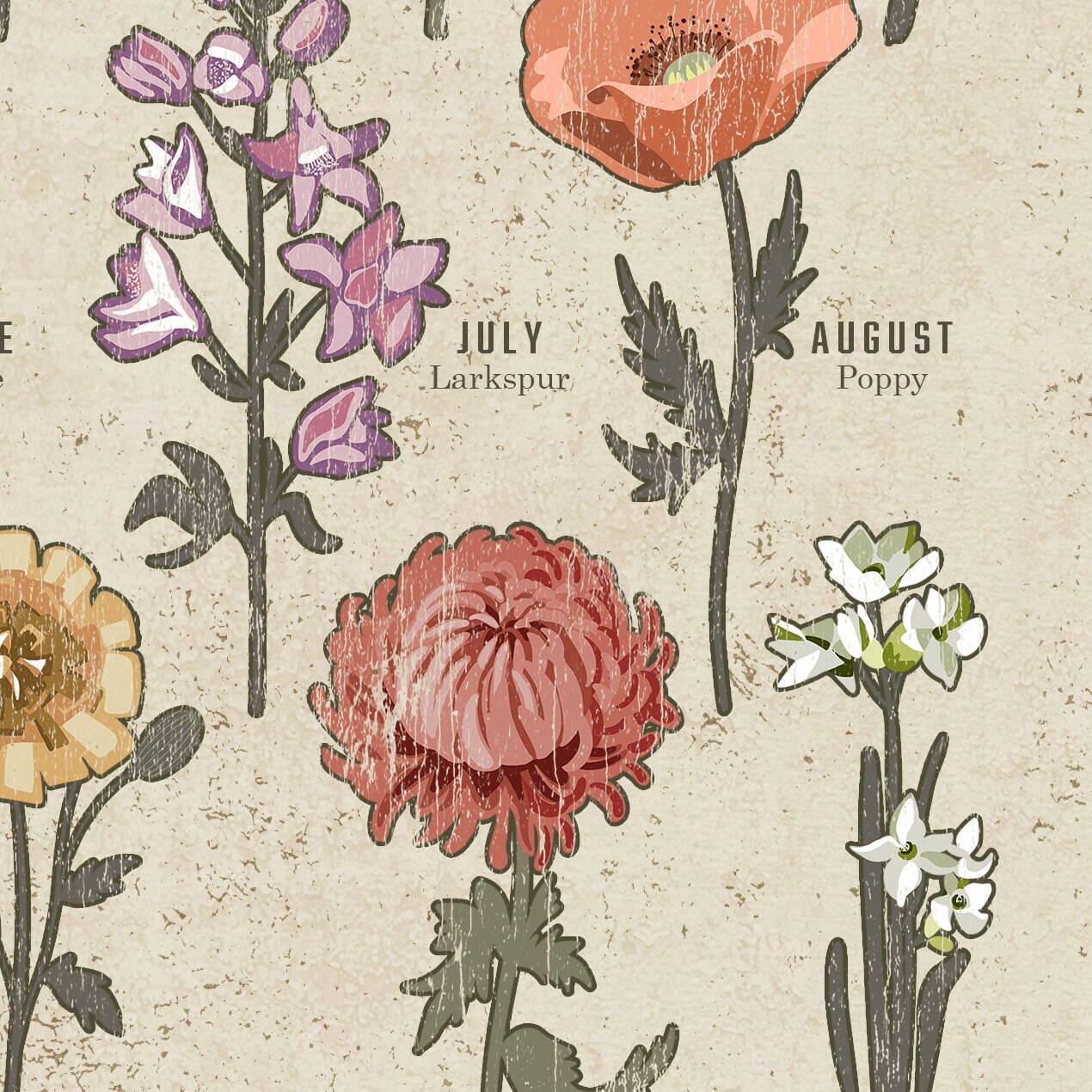 Birth Month Flower 8x10 Printable Art Vintage Printable Flower Art ...