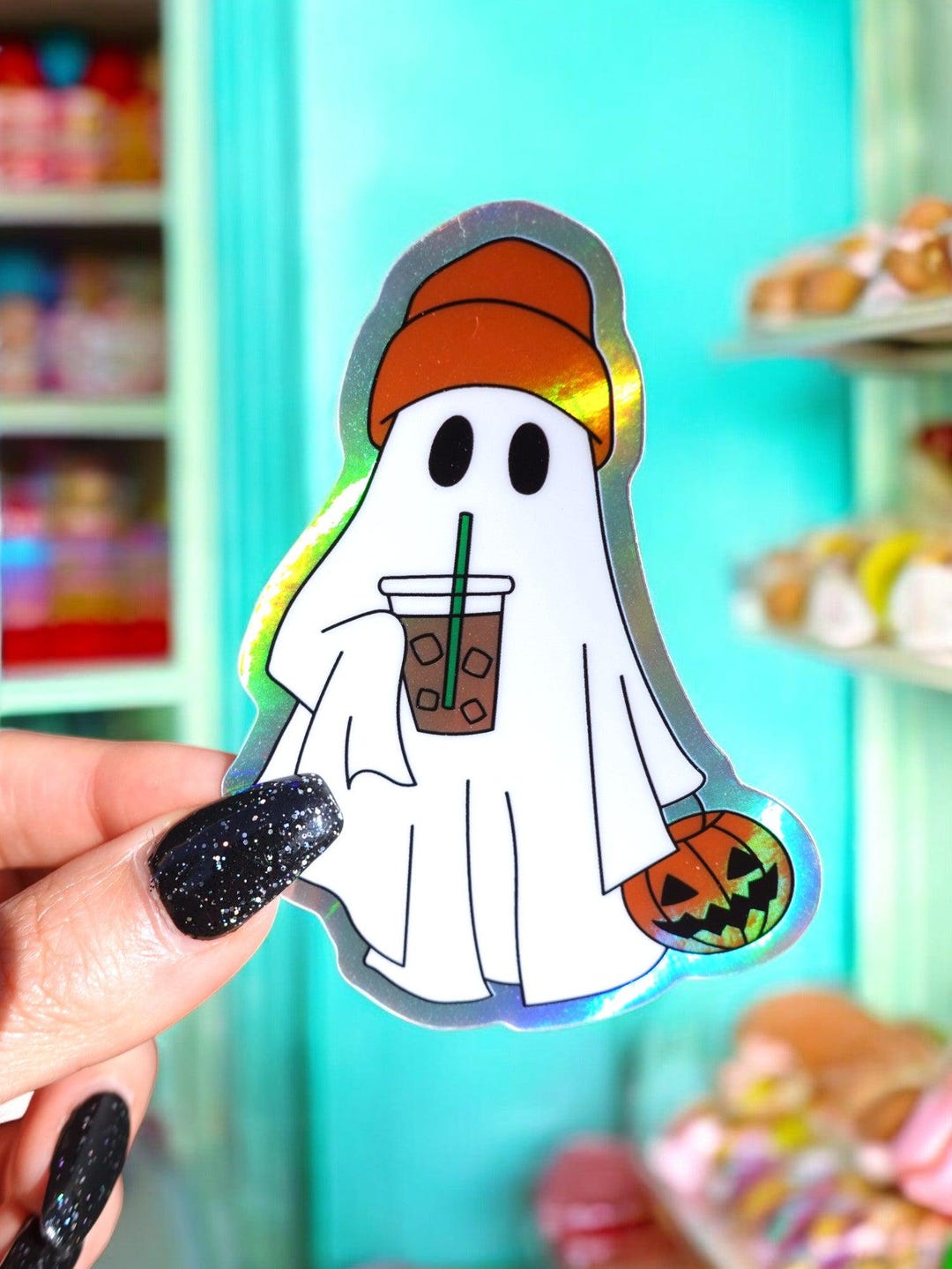 Retro Ghostie Halloween Sticker, Halloween Sticker, Vinyl Sticker ...