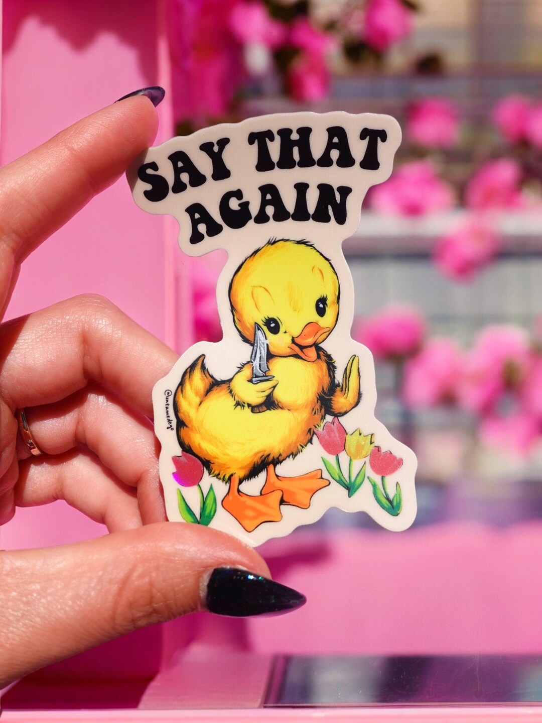Say That Again Ducky Waterproof Sticker, Funny Stickers, Cute Duck ...