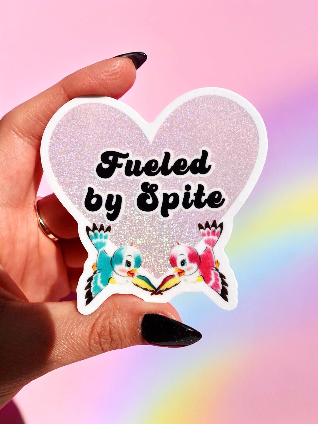 Fueled by Spite Sticker, Funny Sticker, Cute Animals Vinyl Sticker ...
