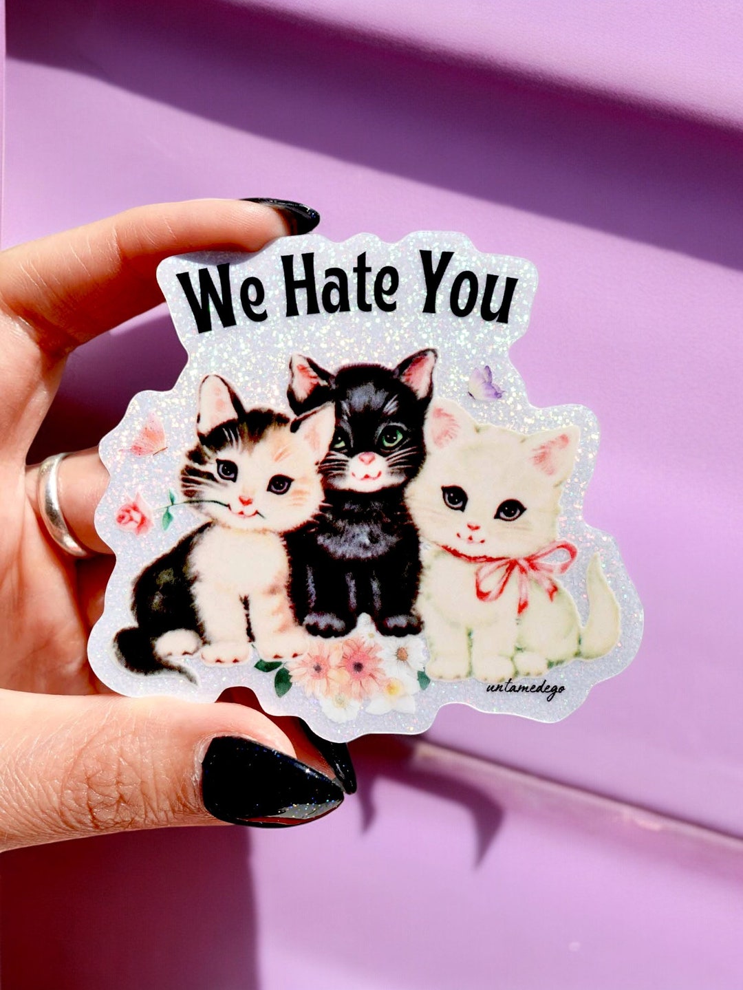 Funny Cat Waterproof Sticker, We Hate You Sticker, Cat Sticker, Cute ...