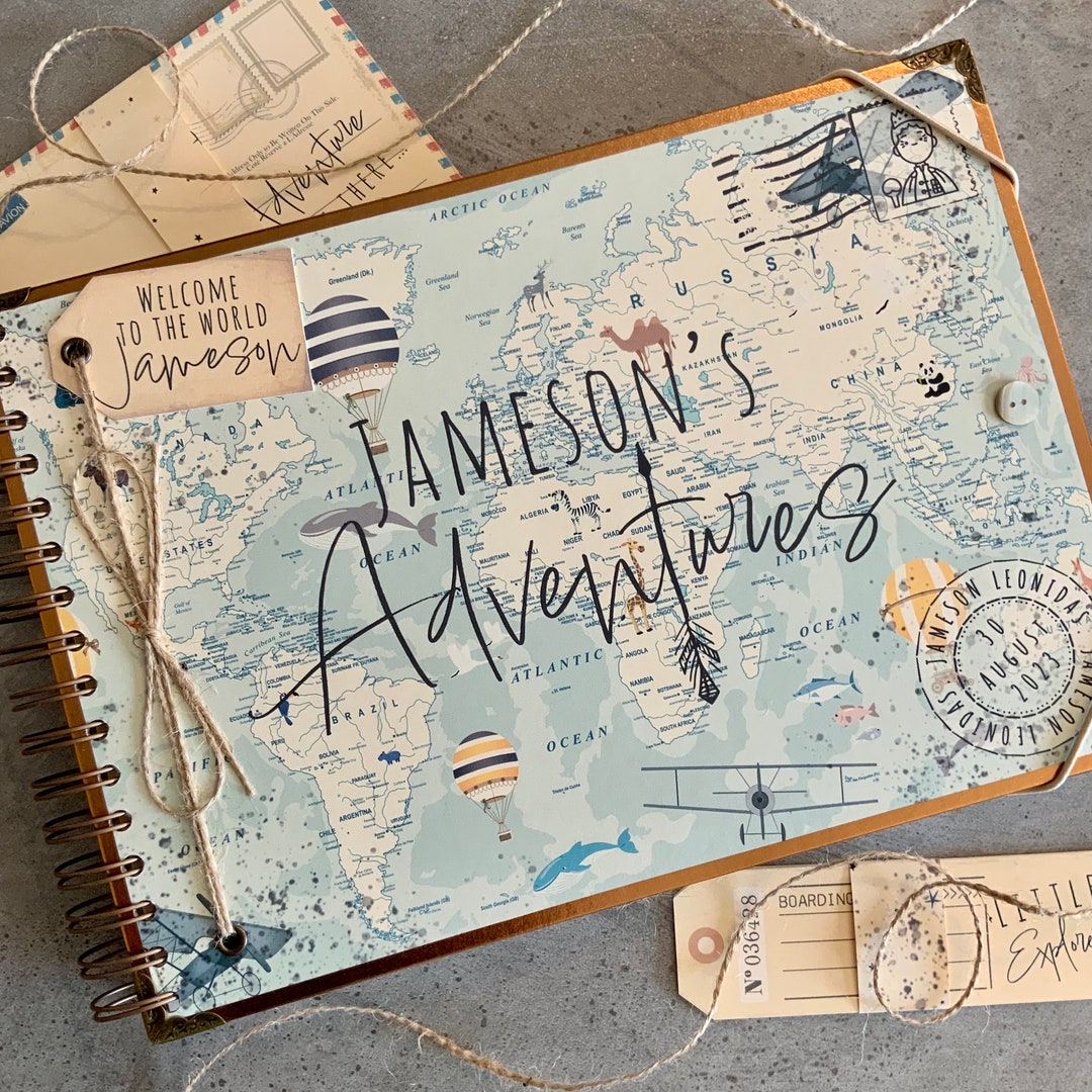 Handmade Personalised Childrens Adventure Scrapbook/ Baby Memory Book ...