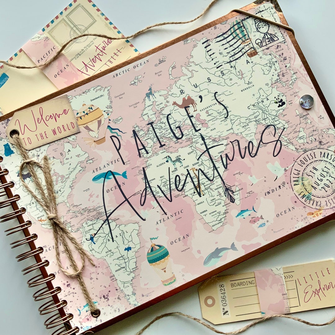 Handmade Personalised Childrens Adventure Scrapbook/ Baby Memory Book ...
