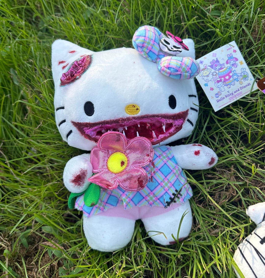 Hello Kitty Inspired Custom Handmade Horror Plushie Flower Stuffed ...
