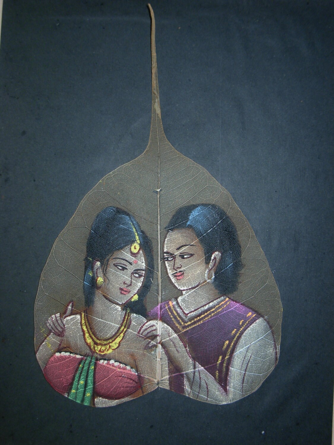 Vintage Pipal Leaf, Hand-painted Oil - Etsy