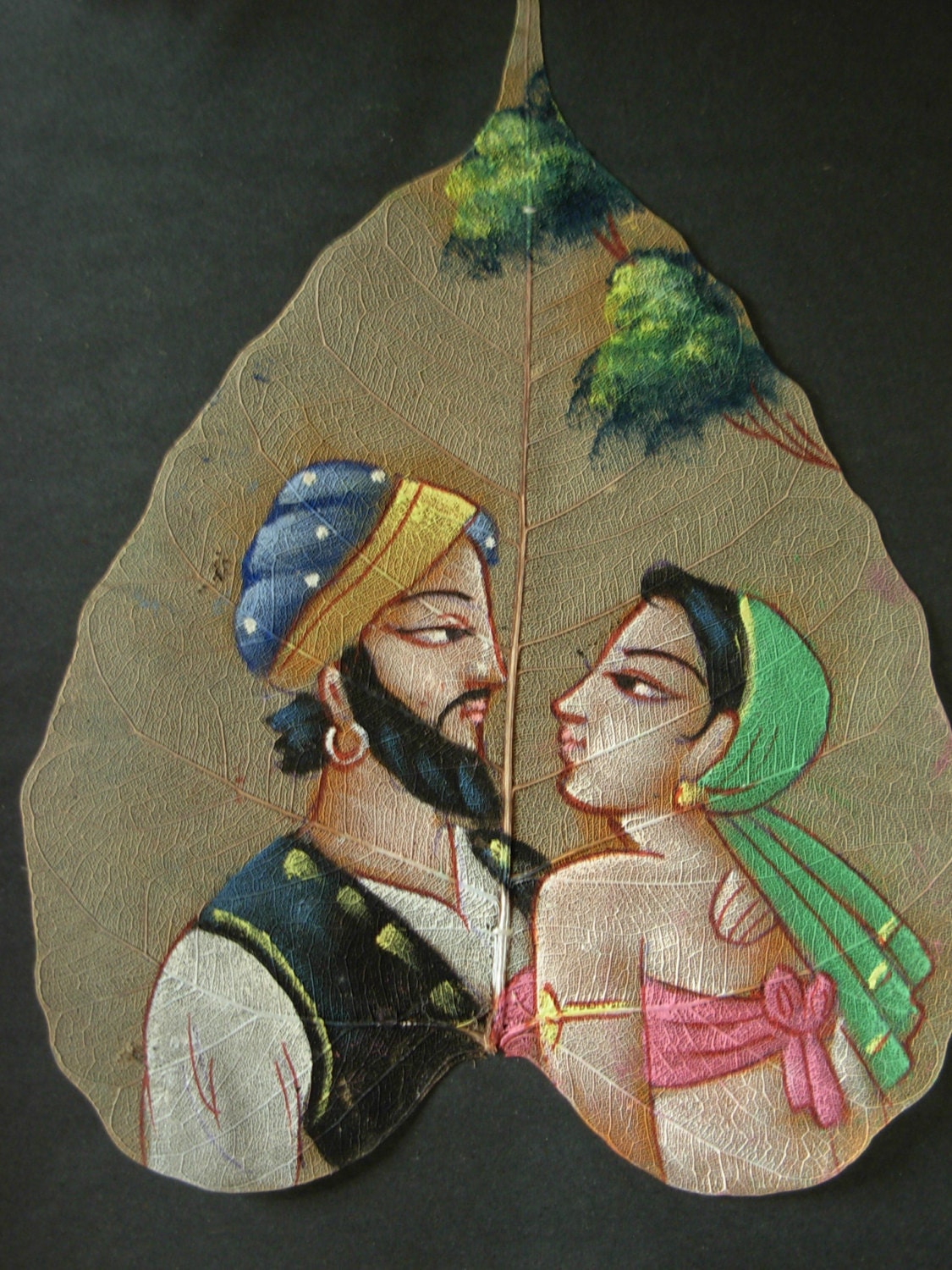 Vintage Pipal Leaf, Hand-painted Oil - Etsy
