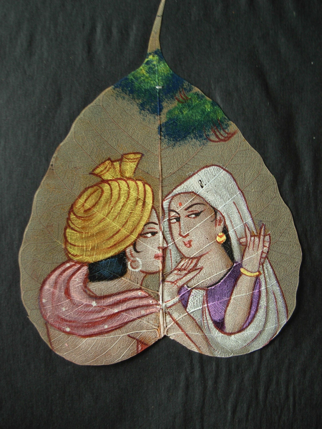Vintage Pipal Leaf, Hand-painted Oil - Etsy