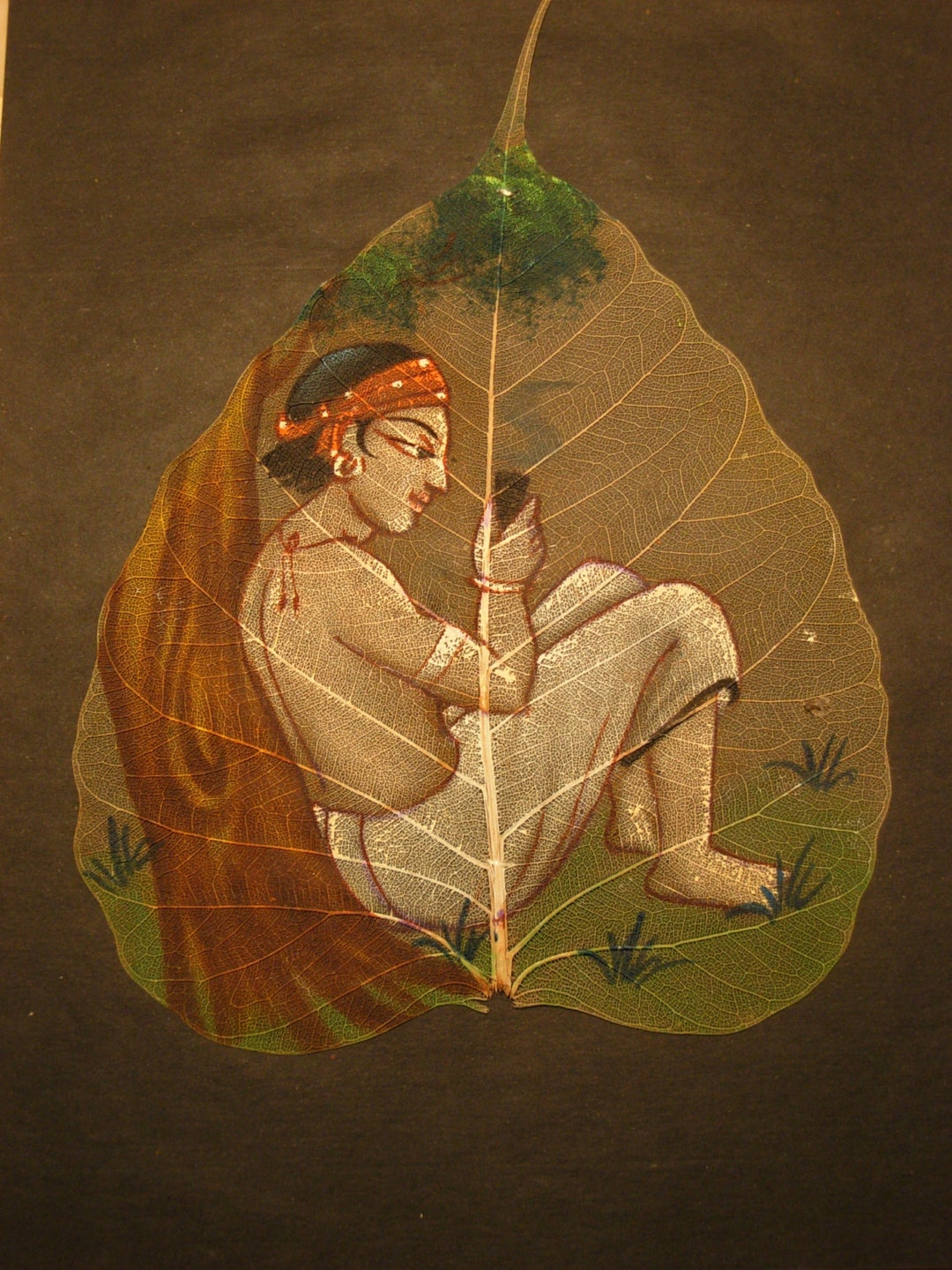 Vintage Pipal Leaf, Hand-painted Oil - Etsy