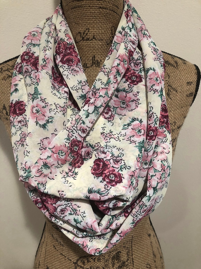 Cream and Pink Chiffon Infinity Scarf - Etsy