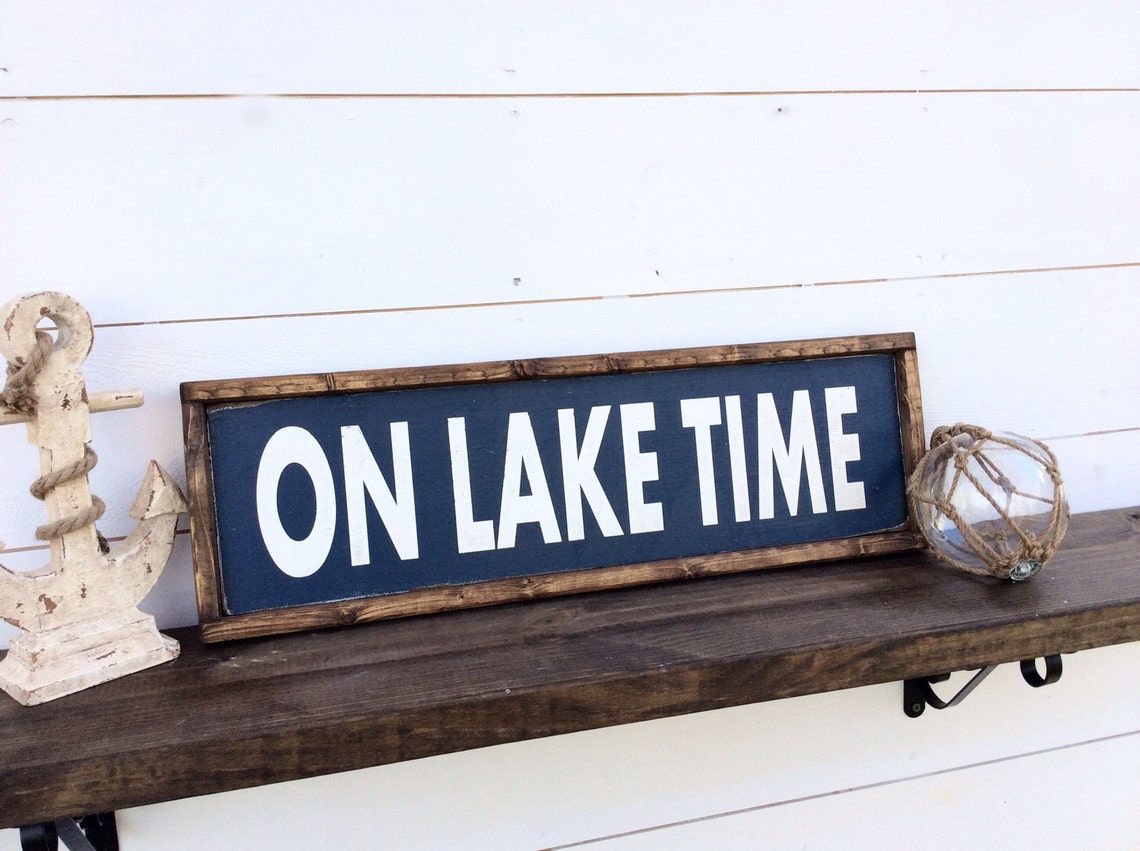 On Lake Time Sign Lake Sign Lake house sign wood lake sign | Etsy