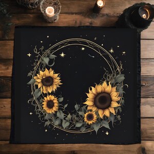 Sunflower Alter Cloth - Tarot Divination Alter Cloth Distressed Vintage ...