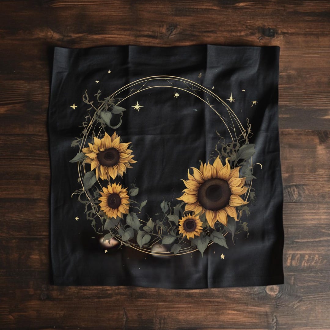 Sunflower Alter Cloth - Tarot Divination Alter Cloth Distressed Vintage ...