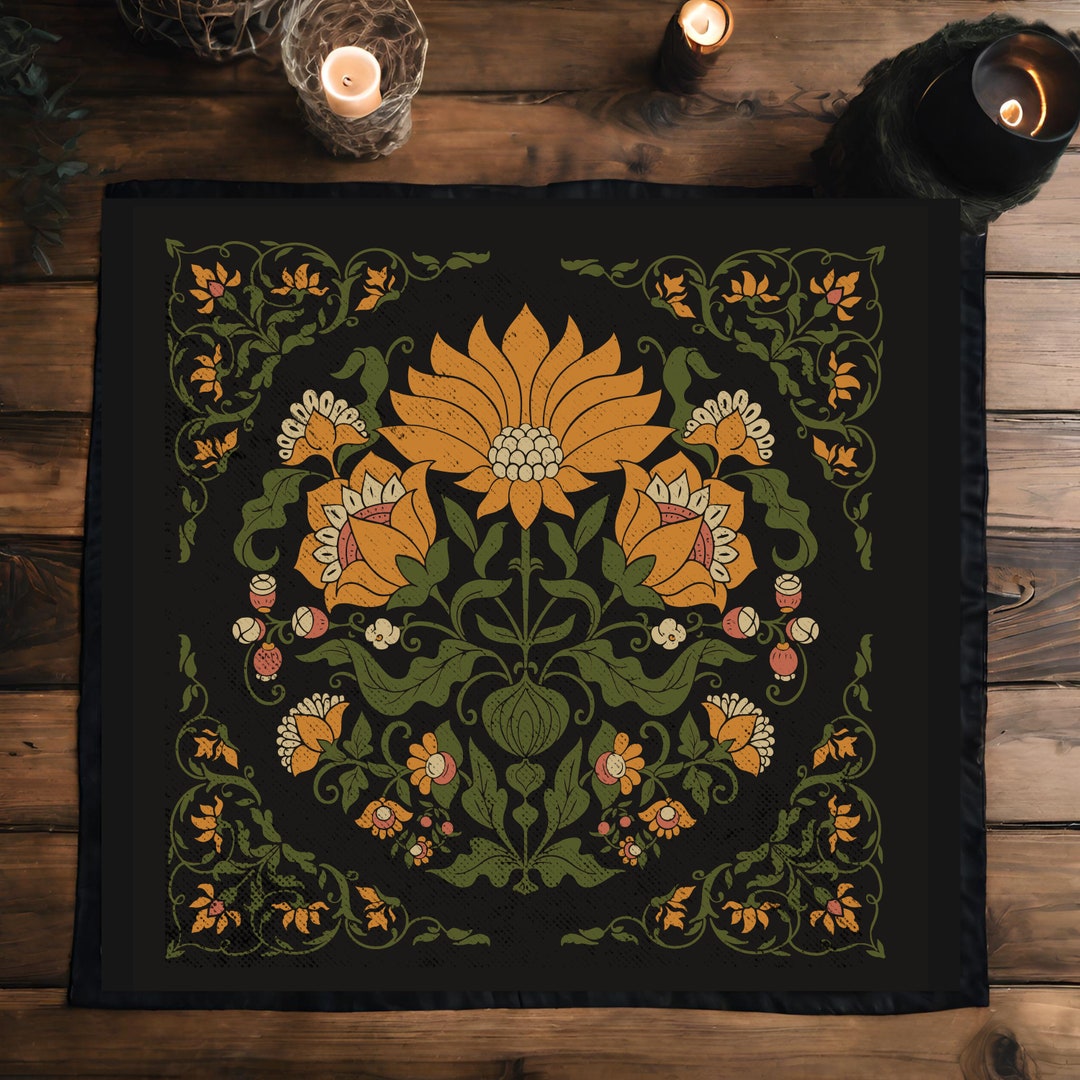 Sunflower Alter Cloth - Tarot Divination Alter Cloth Distressed Vintage ...
