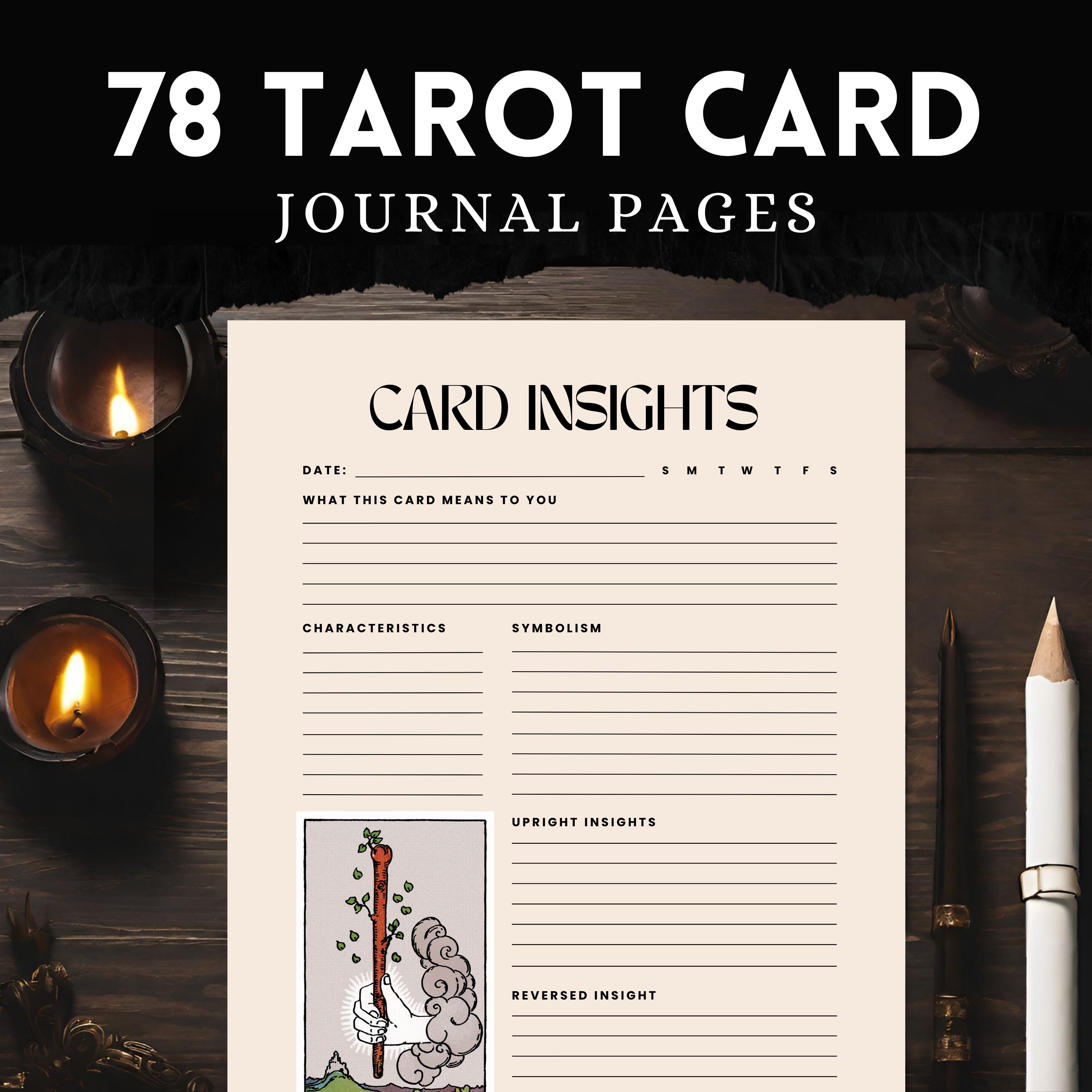 78 Page Tarot Journal Printable Study Guide Grimoire Page Digital Download Oracle Tool Tarot ...