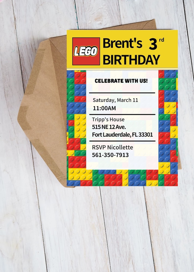 Lego Party Invitation Template Instant Download - Etsy