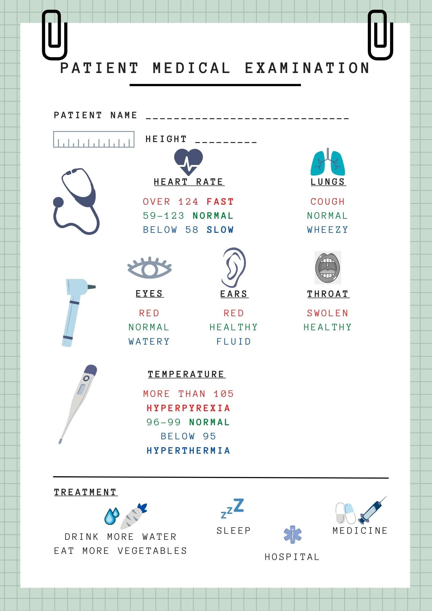 Kids Doctor Role-play _ Patient Medical Examination Form - Etsy