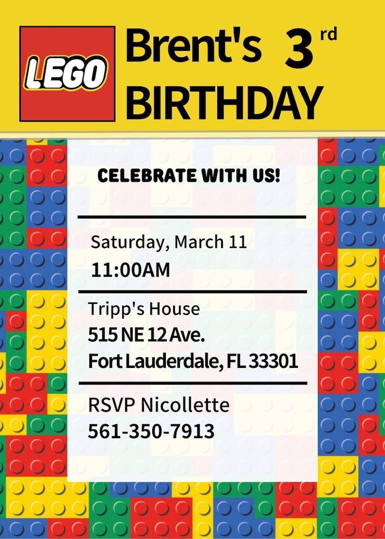 Lego Party Invitation Template Instant Download - Etsy
