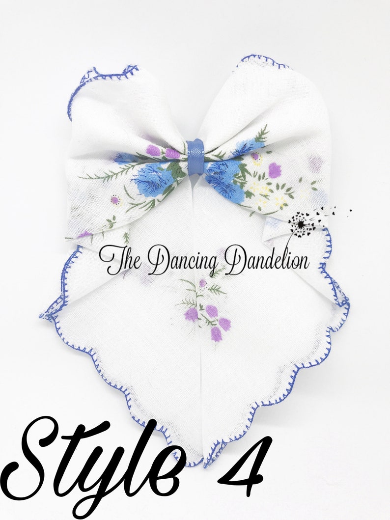 Vintage Handkerchief Bow: Floral Scallop Sailor Style - Etsy