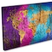 Mixed Wave color World Map Canvas Print 3 Panel Split | Etsy