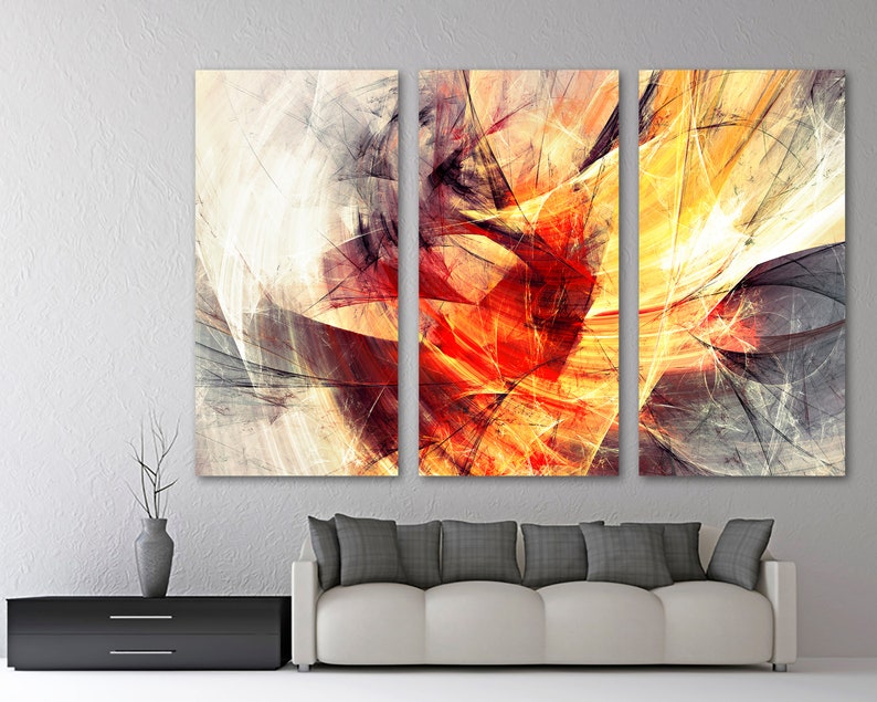 Dynamic Abstract Strokes Canvas Print Wall Art. Fractal Pattern Wall ...