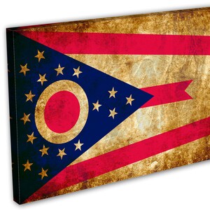 Ohio State Flag Wall Art Canvas Print Rustic Grunge - USA State Flag ...