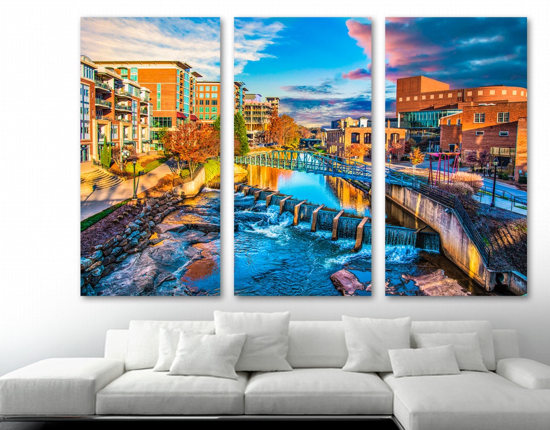Greenville City South Carolina Canvas Print Large Wall Art. SC, USA ...