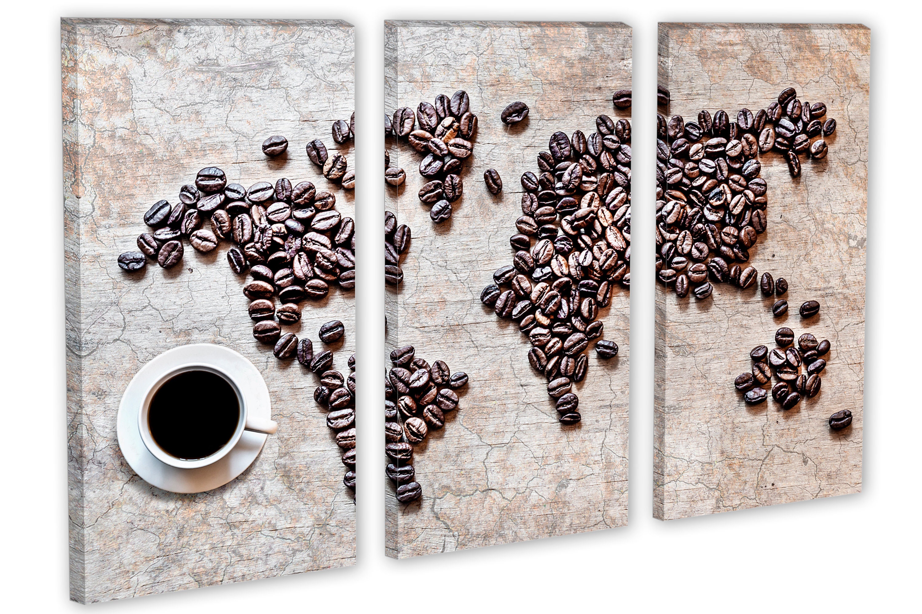 World Map Coffee Bean Canvas Print Wall Art, Coffee Shop Art, Kitchen ...