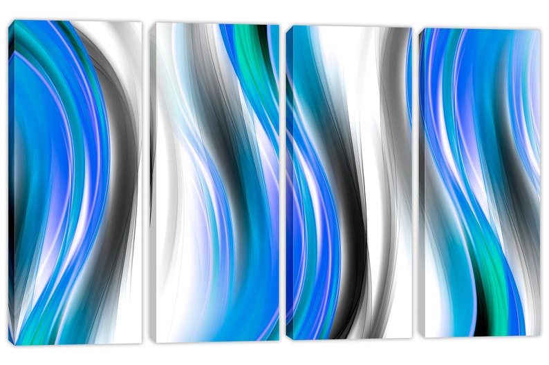 Blue Wave Abstract Art Canvas Print Wall Art Vertical Wave | Etsy