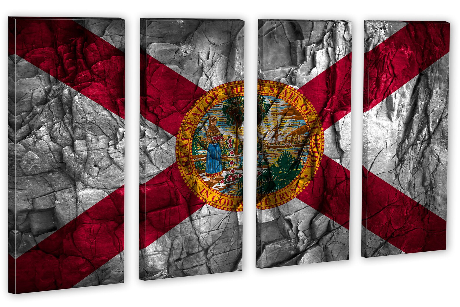 Florida Flag Stone Effect Wall Art Canvas Print 3 panel | Etsy