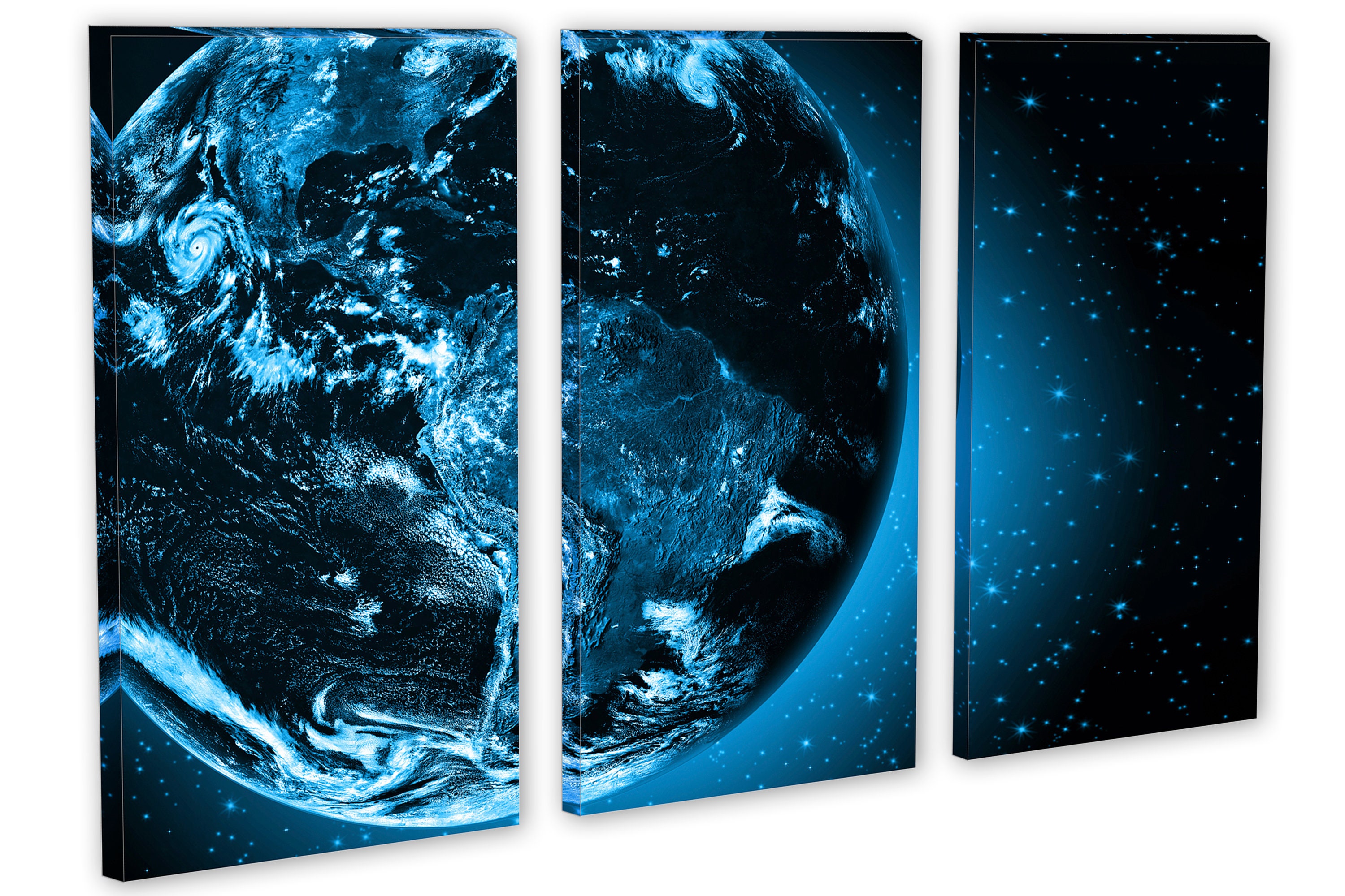 Dark Blue Earth From Space 5 Panel Split Canvas Print. - Etsy
