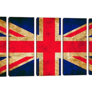 British Flag Rustic Grunge Canvas Print Wall Art. UK, England Country ...