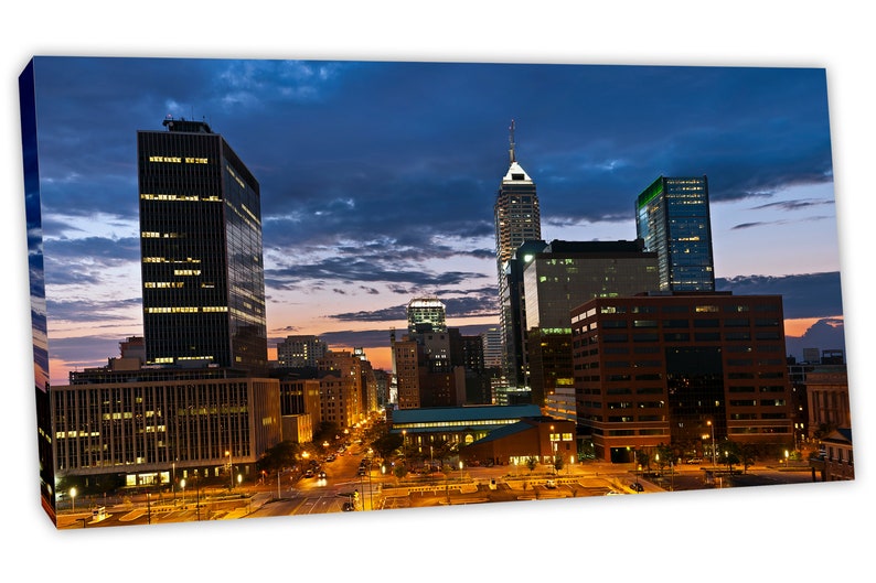 Indianapolis, Indiana Skyline in Evening Canvas Print Wall Art - Giclee ...